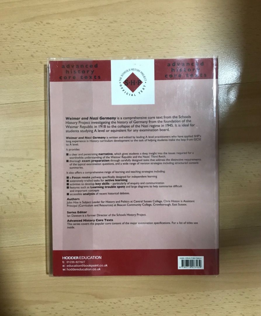 IB History Textbook Weimar and Nazi Germany by Hite and Hinton, Hobbies ...