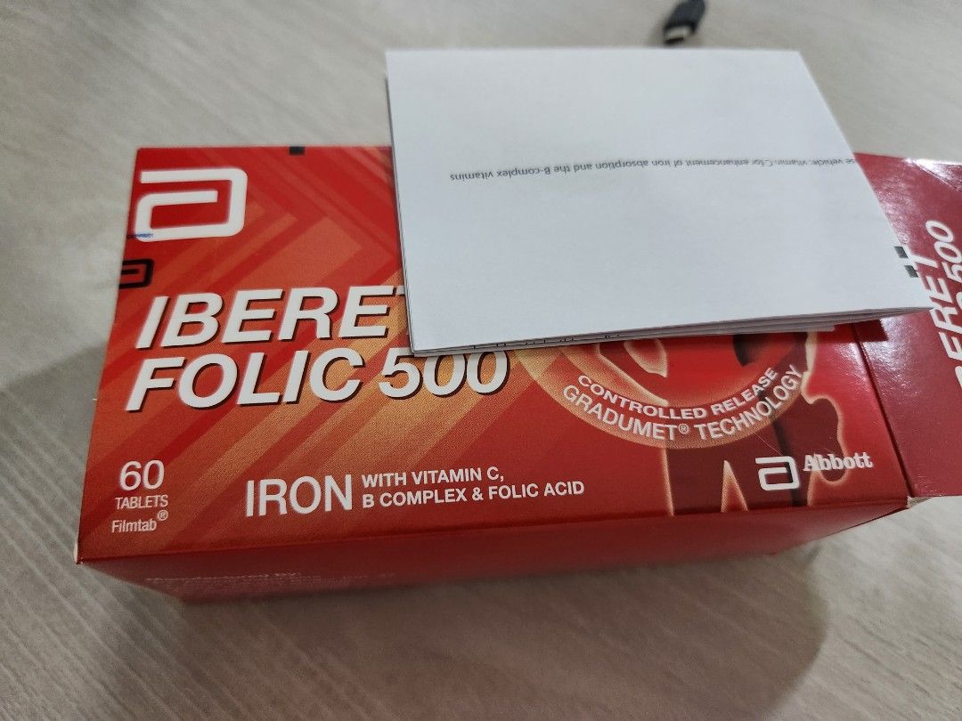 Iberet Folic 500, Health & Nutrition, Health Supplements, Vitamins ...