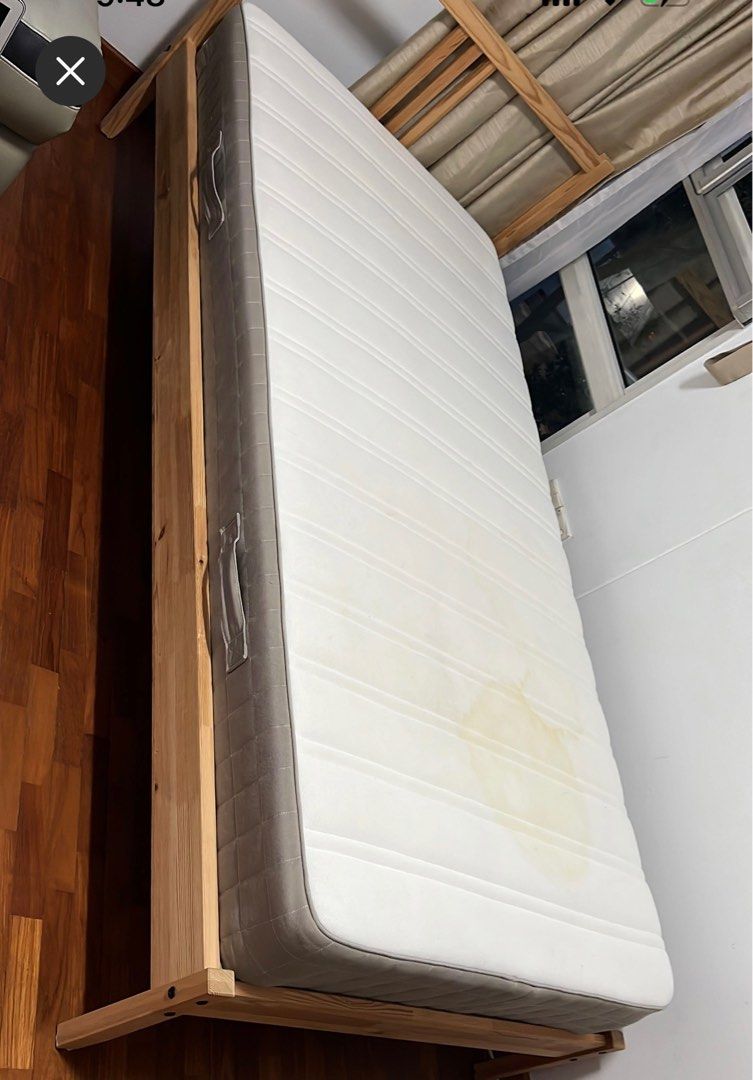 Ikea Fjellse Single Bed Frame with Matress, Furniture & Home Living, Furniture, Bed Frames ...