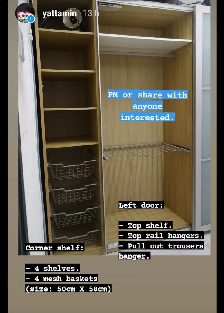 Ikea PAX Wardrobe System, Furniture & Home Living, Furniture, Shelves ...