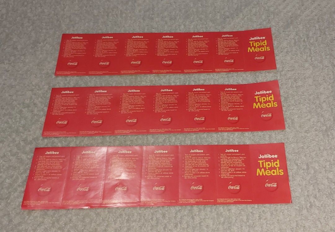 Jollibee Tipid Meals Collectible Old Store Promo Stub Collection 150 ...