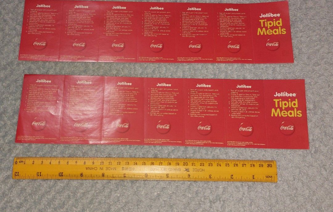 Jollibee Tipid Meals Collectible Old Store Promo Stub Collection 150 ...