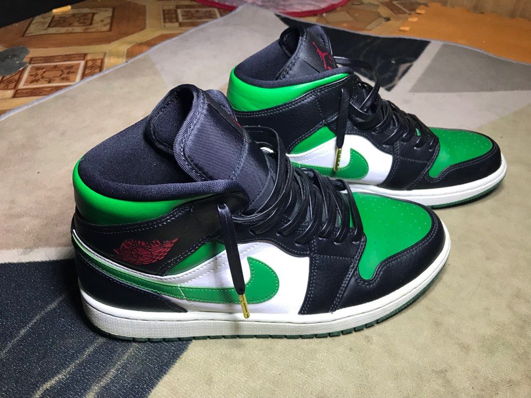 Jordan 1 mid Signal blue and green, Men's Fashion, Footwear, Sneakers ...