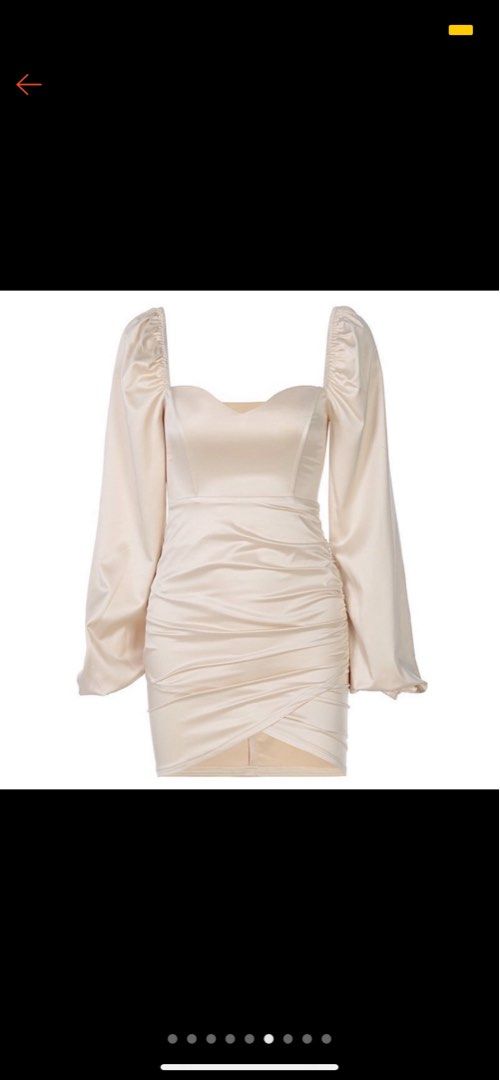 Long Sleeve Satin Dress, Fesyen Wanita, Pakaian Wanita, Gaun & Rok di ...