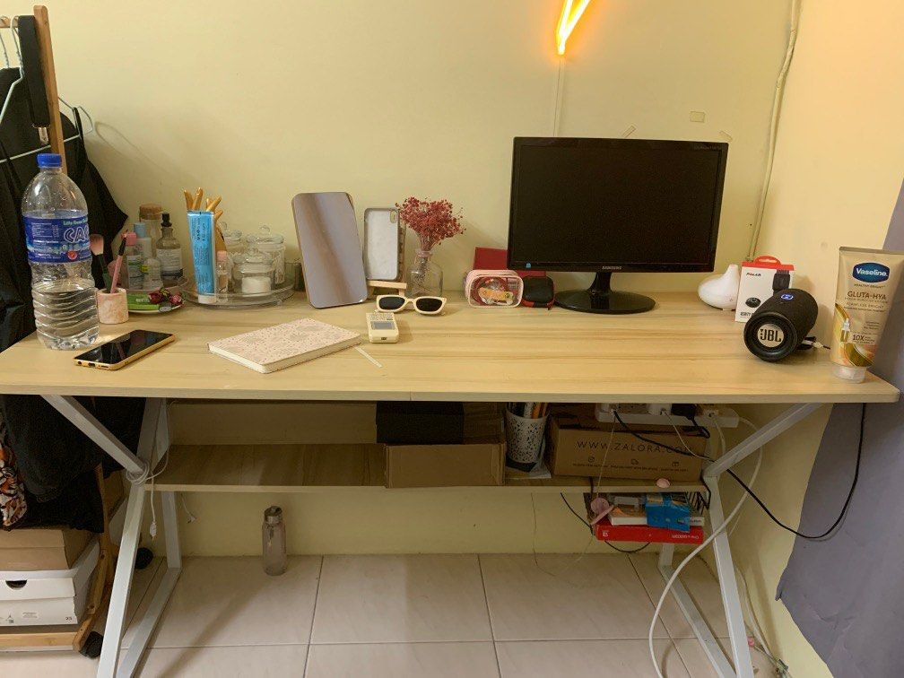 Long Study Table, Furniture & Home Living, Furniture, Tables & Sets on ...