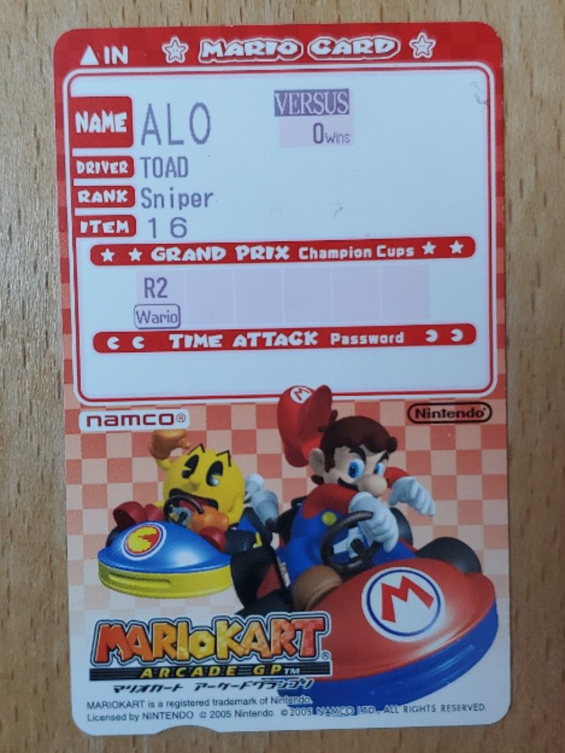 NAMCO Mario Kart Arcade GP Card, 興趣及遊戲, 玩具 & 遊戲類 - Carousell