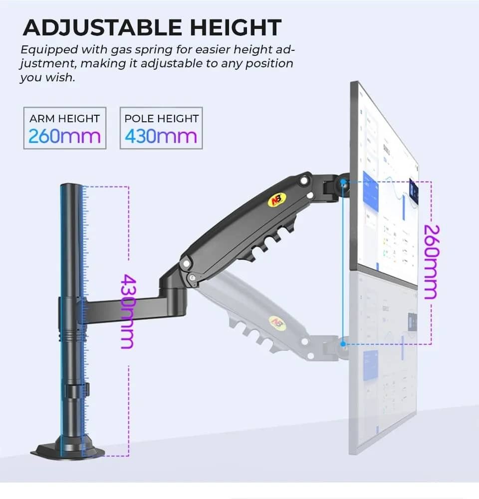 NB North Bayou H100 Monitor Desk Mount Long Arm for 22''-35''Monitor ...