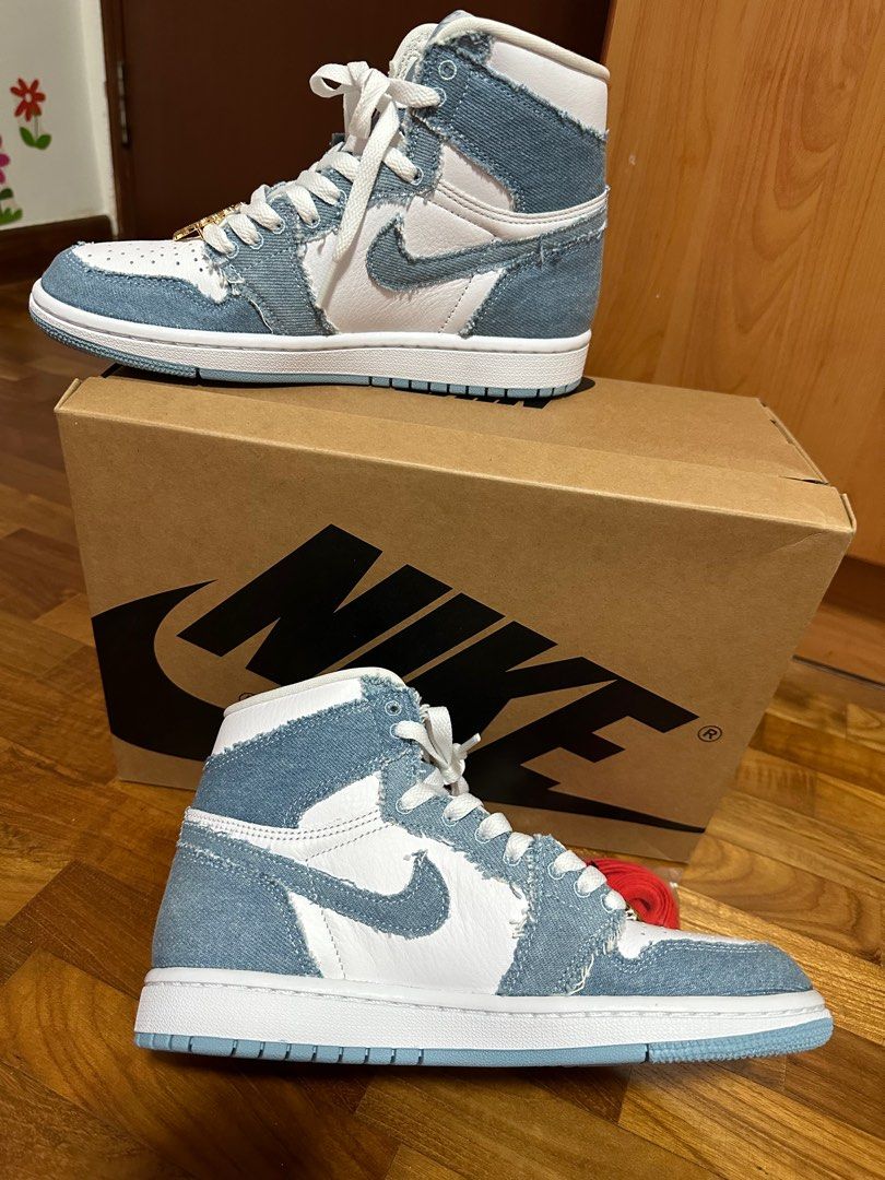 Nike Air Jordan blue denim, Women's Fashion, Footwear, Sneakers on ...