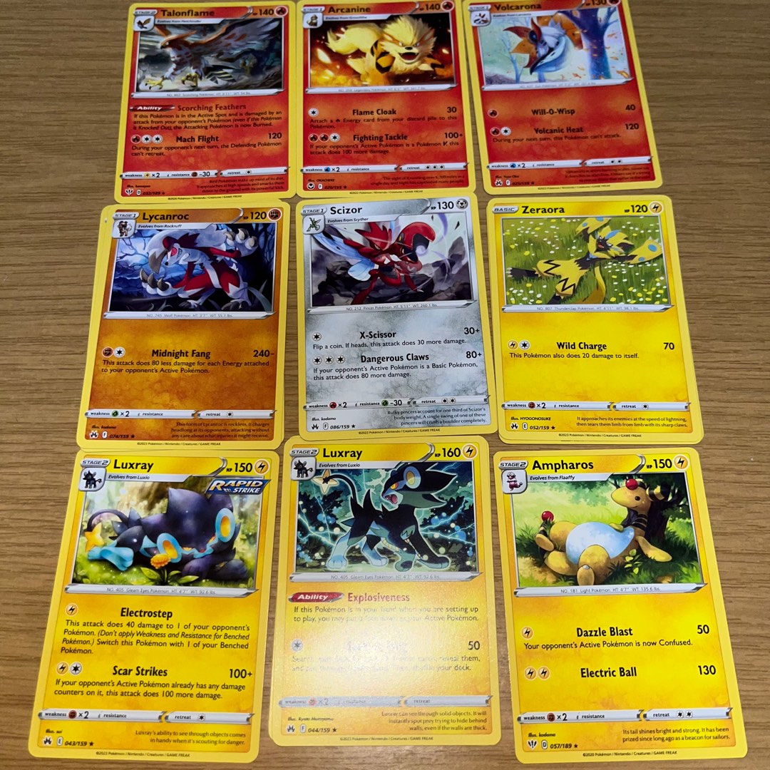 Pokemon card crown zenith talonflame arcanine volcarona lycanroc scizor ...