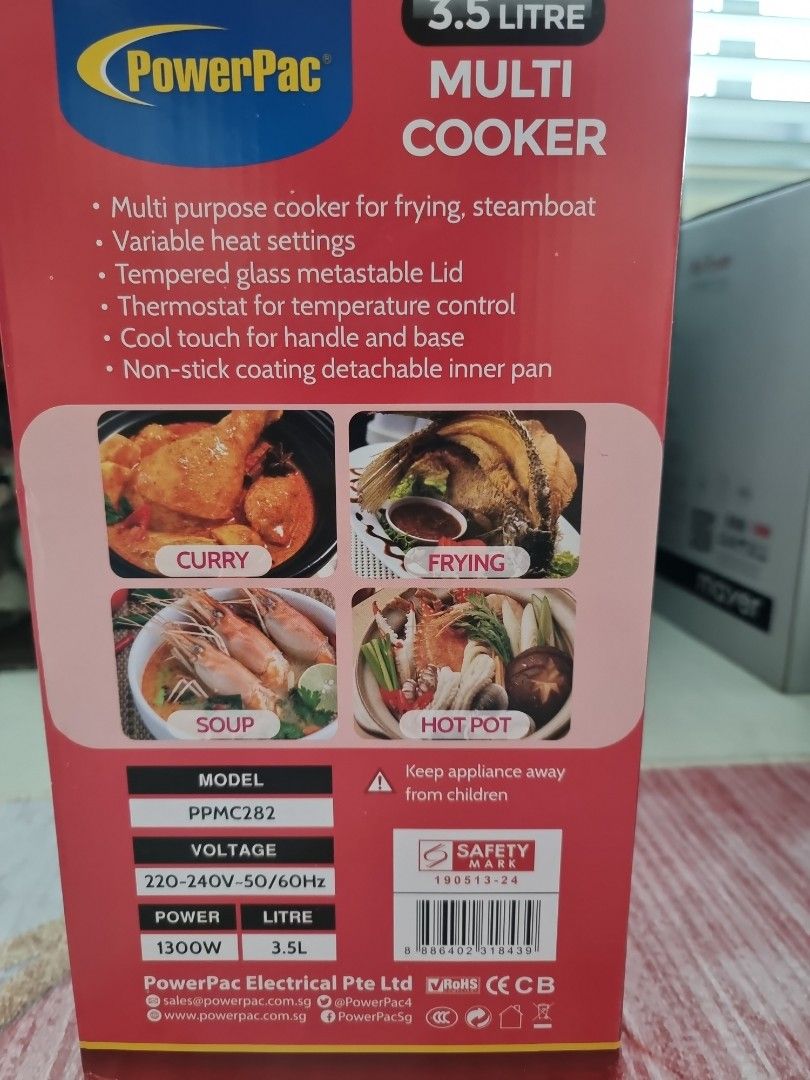 PowerPac Multi Cooker PPMC282 3.5L, TV & Home Appliances, Kitchen ...