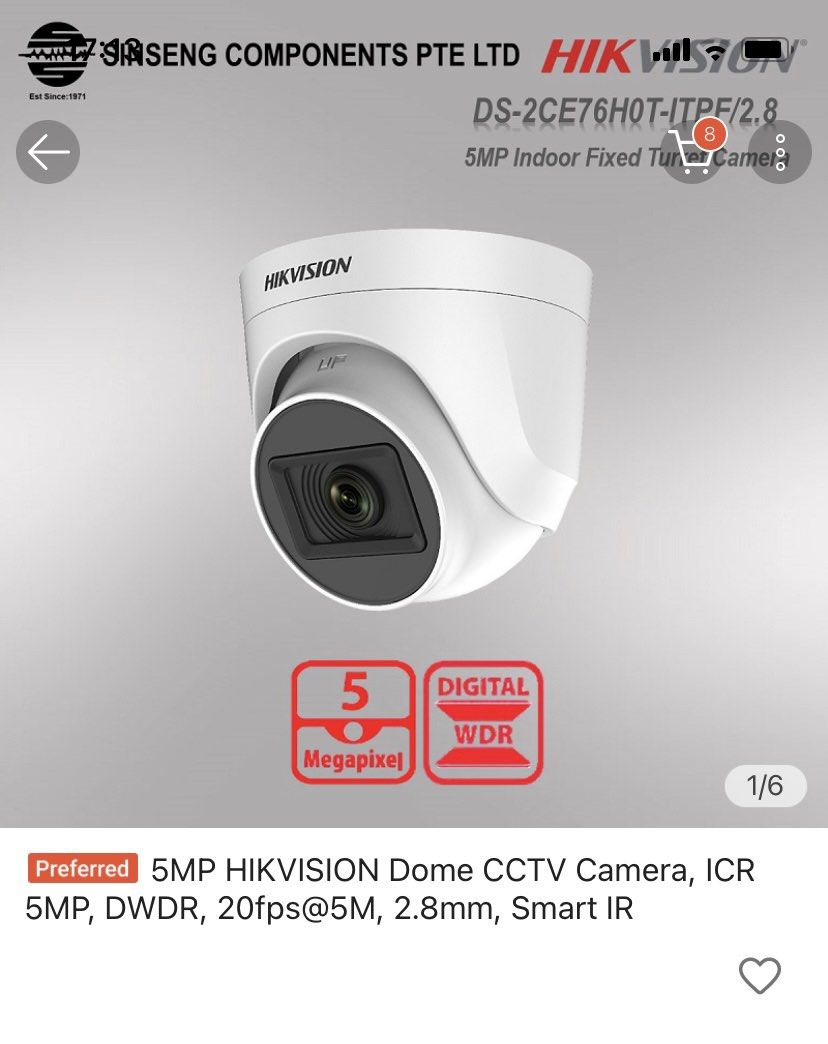 Preferred 5MP HIKVISION Dome CCTV Camera, ICR 5MP, DWDR, 20fps@5M, 2 ...