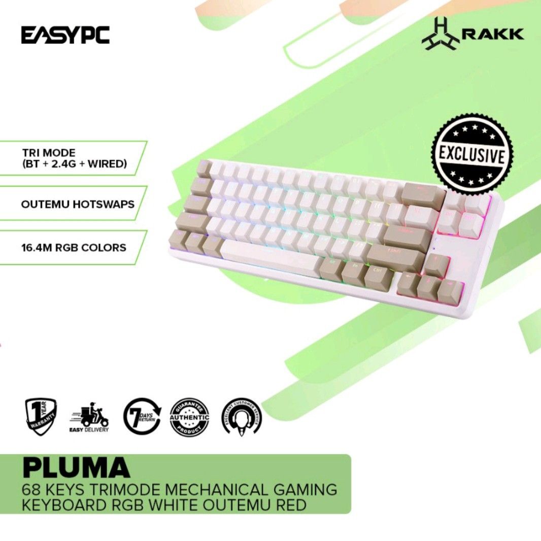 RAKK PLUMA KEYBOARD 68 WIRELESS MECHANICAL KEYBOARD, Computers & Tech ...