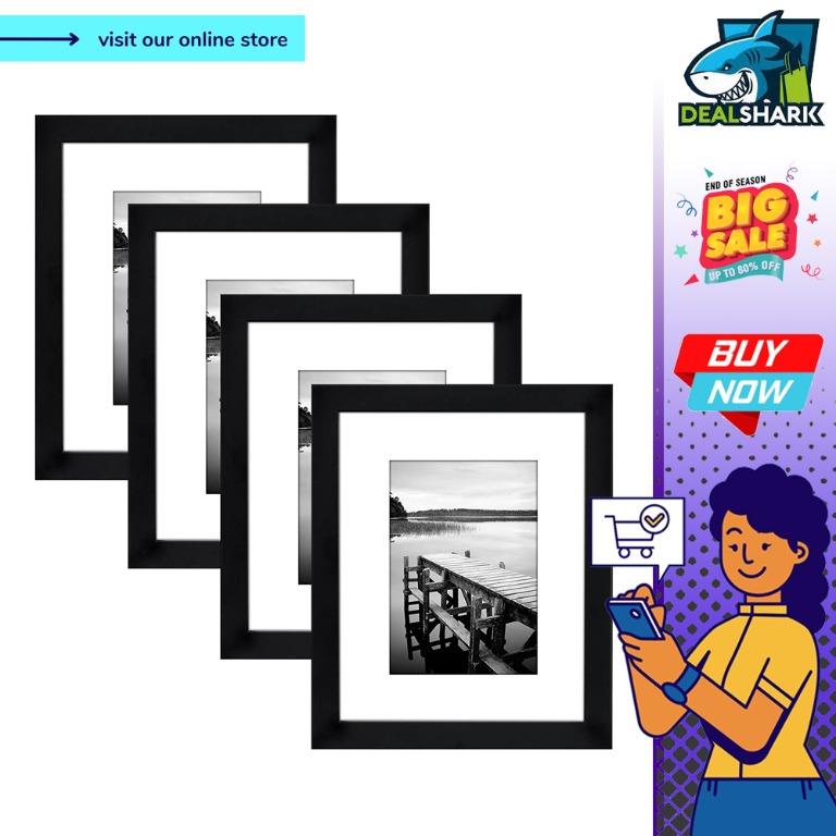 (readystock) Americanflat 4 Piece 8x10 Black Picture Frame Set ...