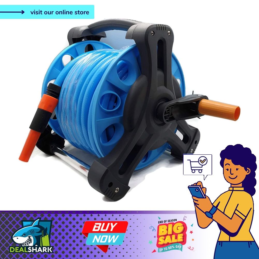 (readystock) Hose Reel set that comes with 1/2" 15M long hose, nozzle ...