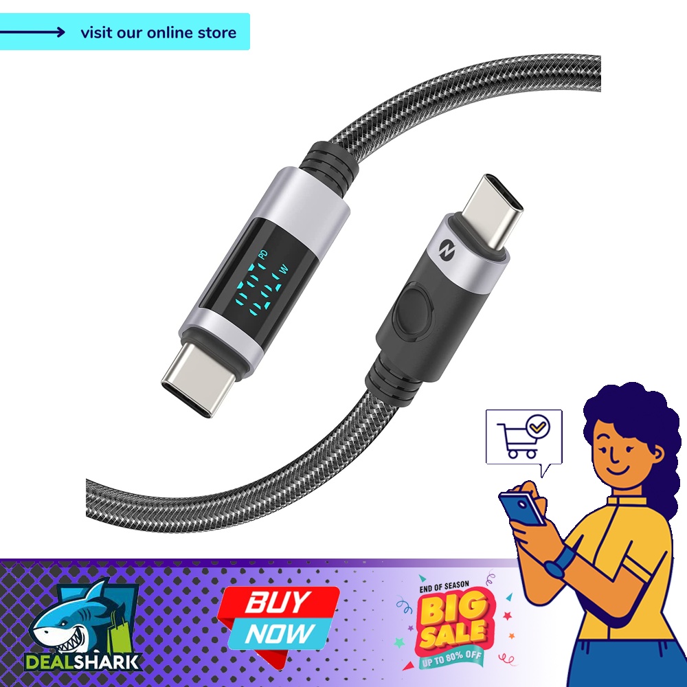 (readystock) NTONPOWER USB-C to USB-C Cable with LED Display, 100W ...