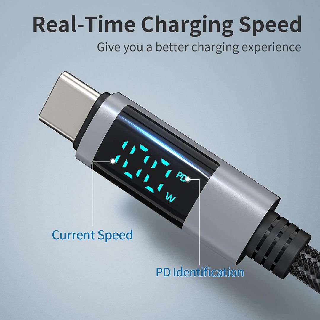 (readystock) NTONPOWER USB-C to USB-C Cable with LED Display, 100W ...