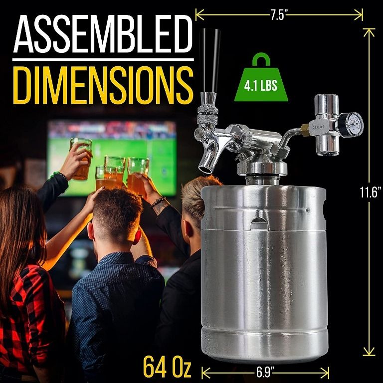 (readystock) Pressurized Beer Mini Keg System - 64oz Stainless Steel ...