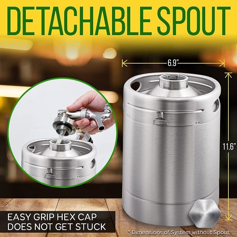 (readystock) Pressurized Beer Mini Keg System - 64oz Stainless Steel ...