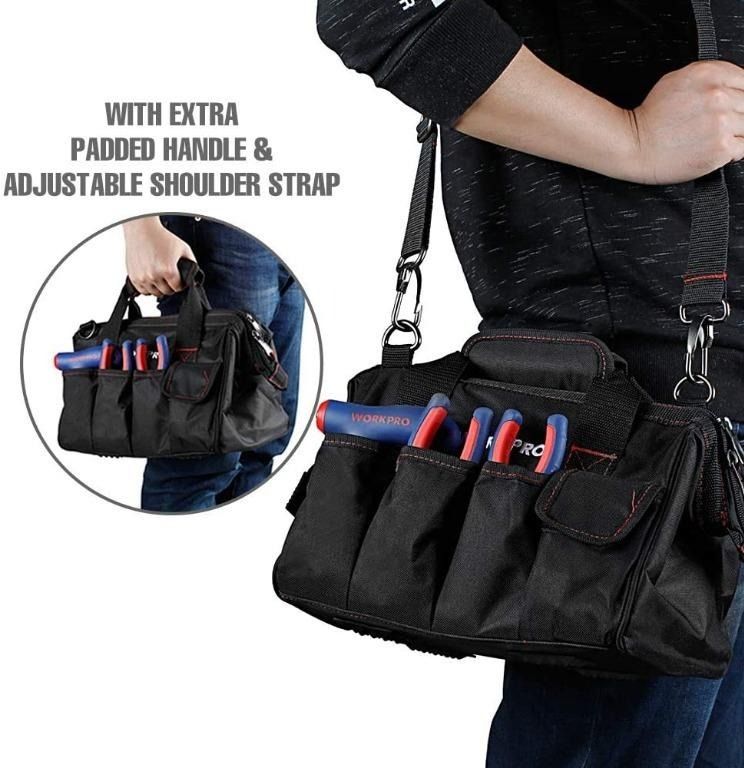 (readystock) Workpro 12-inch Close Top Wide Mouth Storage Tool Bag ...