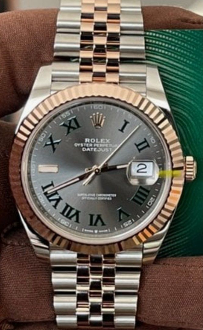 Rolex Datejust 41 Wimbledon Rose Gold, Luxury, Watches on Carousell