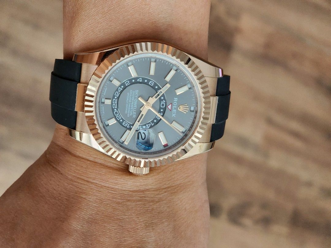 Rolex Rose Gold Sky Dweller, Luxury, Watches on Carousell