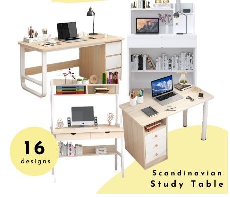 Scandinavian Study table with shelves Home Furniture Desk Furniture ...