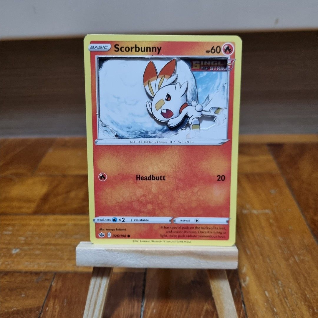Scorbunny 3D Pokemon card, Hobbies & Toys, Toys & Games on Carousell