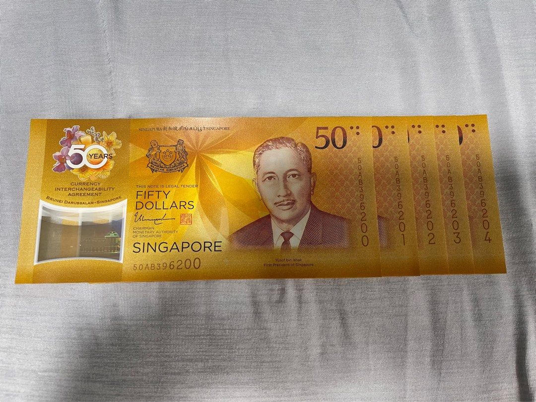 SGD50 commemorative notes in running number, Hobbies & Toys ...