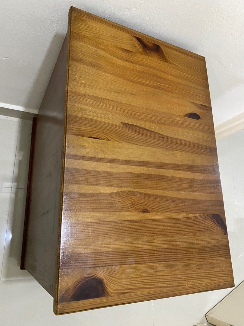 Solid pine wood side table computer cabinet wheels mobile, Furniture ...