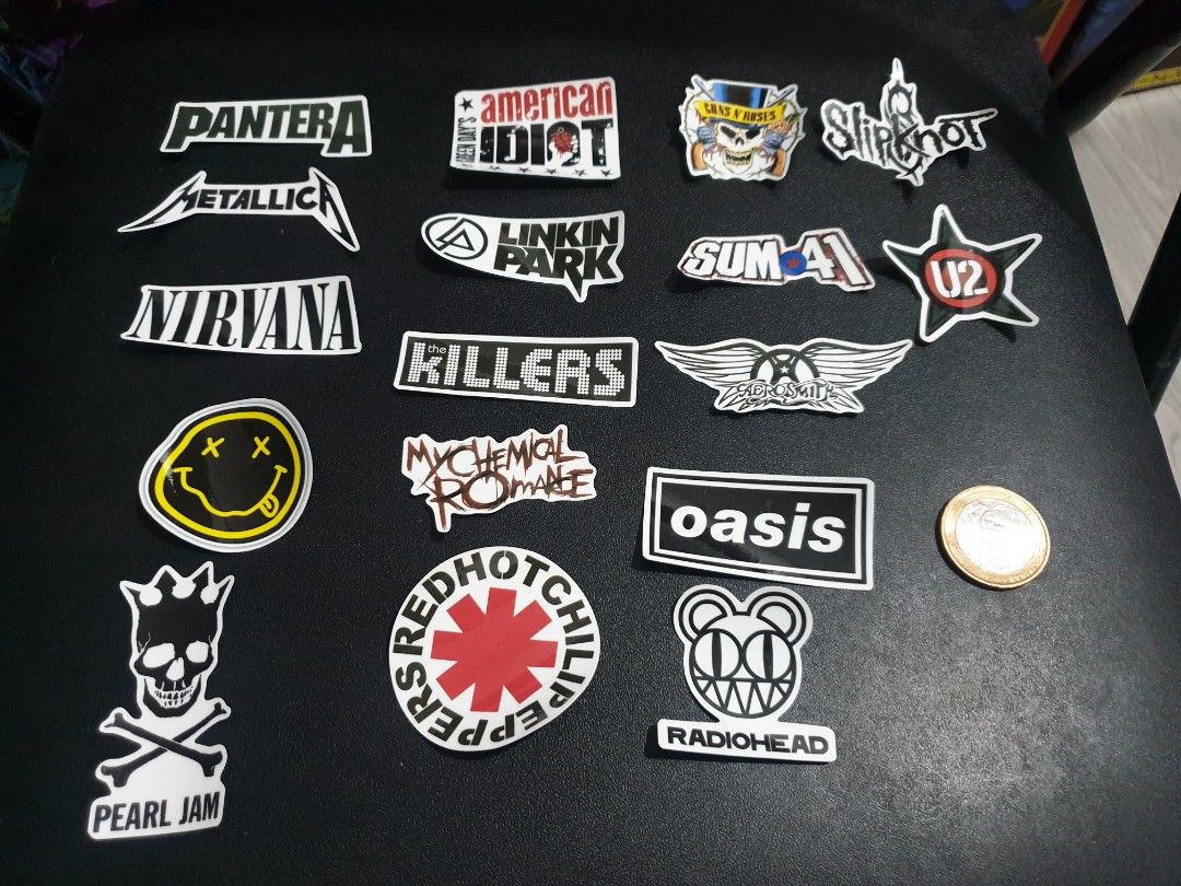 Stickers decals rock metal bands pantera metallica nirvana pearl jam green day linkin park guns ...