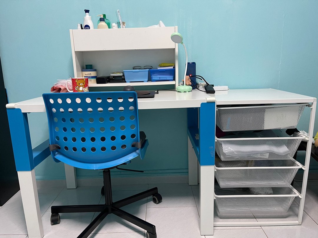 Ikea Study table Set ( Table, Chair, Storage drawer), Furniture & Home ...