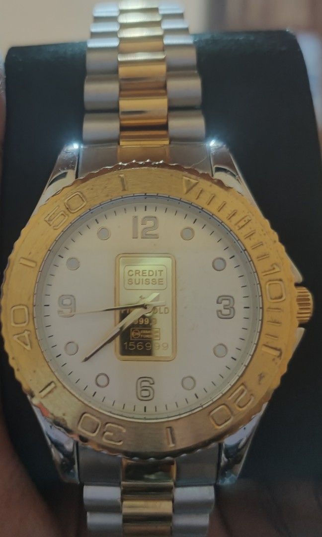 Swiss Ingot Two Tone Credit Suisse Watch with 999.9 solid gold ingot ...