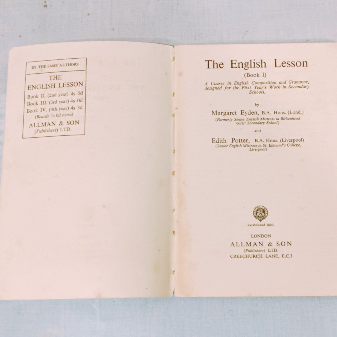 1951 The English Lesson (Book One) by Eyden & Potter, Hobbies & Toys ...