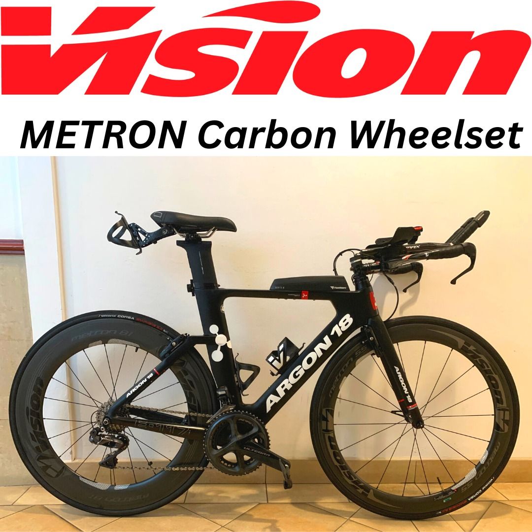 Vision Metron 55/81mm (Front/Rear) Full Carbon Clincher Rim Brake Ceramic Bearing Wheelset, New ...