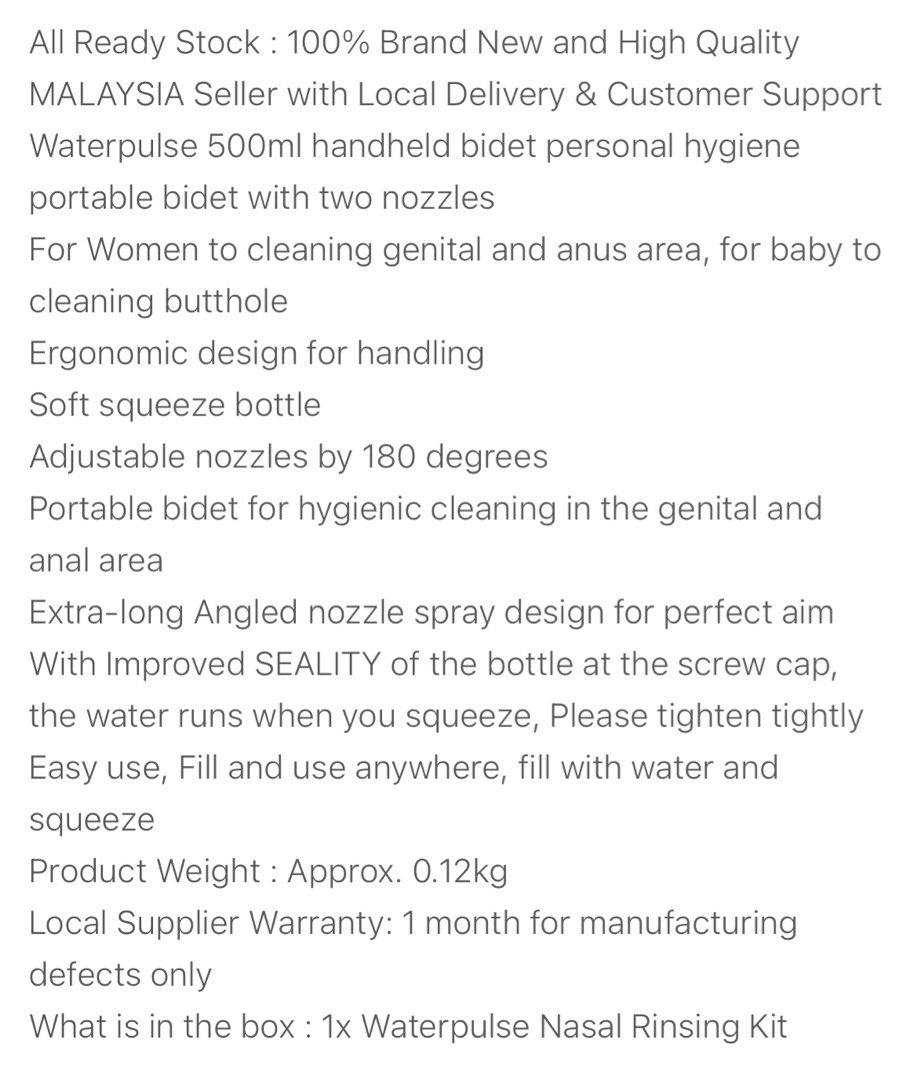 Waterpulse Mom & Baby 2 in 1 Perineal Buttock Washer Squeeze Bottle ...