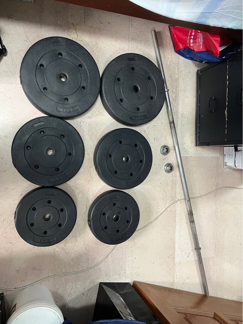 Weights + Bar bell, Sports Equipment, Exercise & Fitness, Weights ...