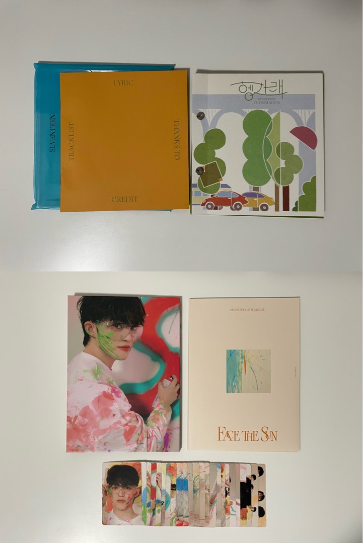 wts/lfb seventeen unsealed albums (henggarae hana ver/scoups face the sun fts carat ver binder ...