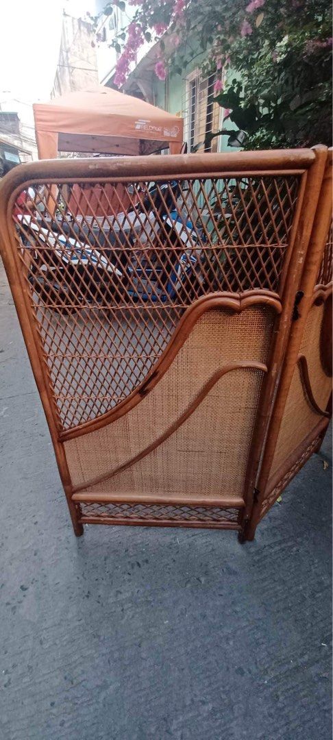 2 Panels Rattan Partition Japan Surplus Materials: Rattan, Metal Hinges ...