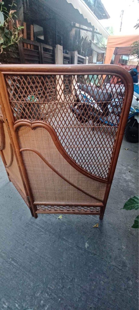 2 Panels Rattan Partition Japan Surplus Materials: Rattan, Metal Hinges ...