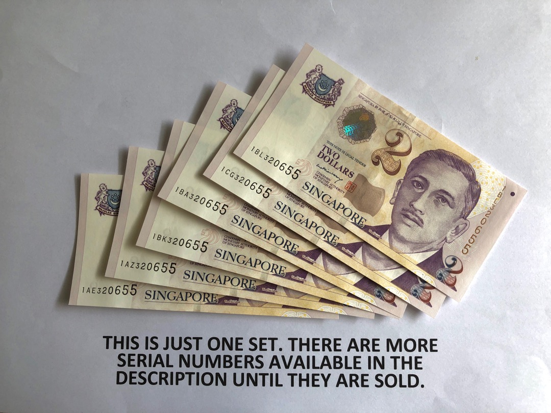 6 Same Serial Number $2 Portrait Paper Note, Hobbies & Toys ...