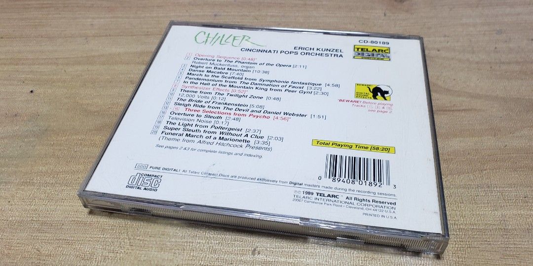 美國早期版 CHILLER 鬼屋 CD碟 89年 MADE IN U S A 出版 舊正版碟, 興趣及遊戲, 音樂、樂器 & 配件, 音樂與 ...