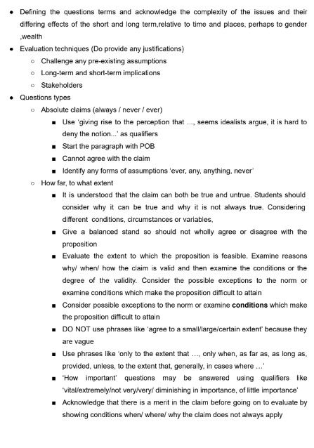 A Level General Paper Personal Notes With Points Evidence etc, Hobbies ...