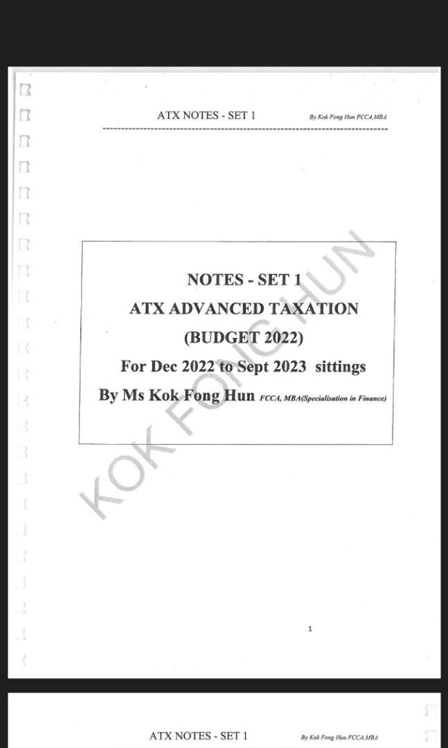 ACCA ATX-MYS SEPT 2023 SUNWAY SOFTCOPY NOTES AND QUESTIONS, Hobbies ...