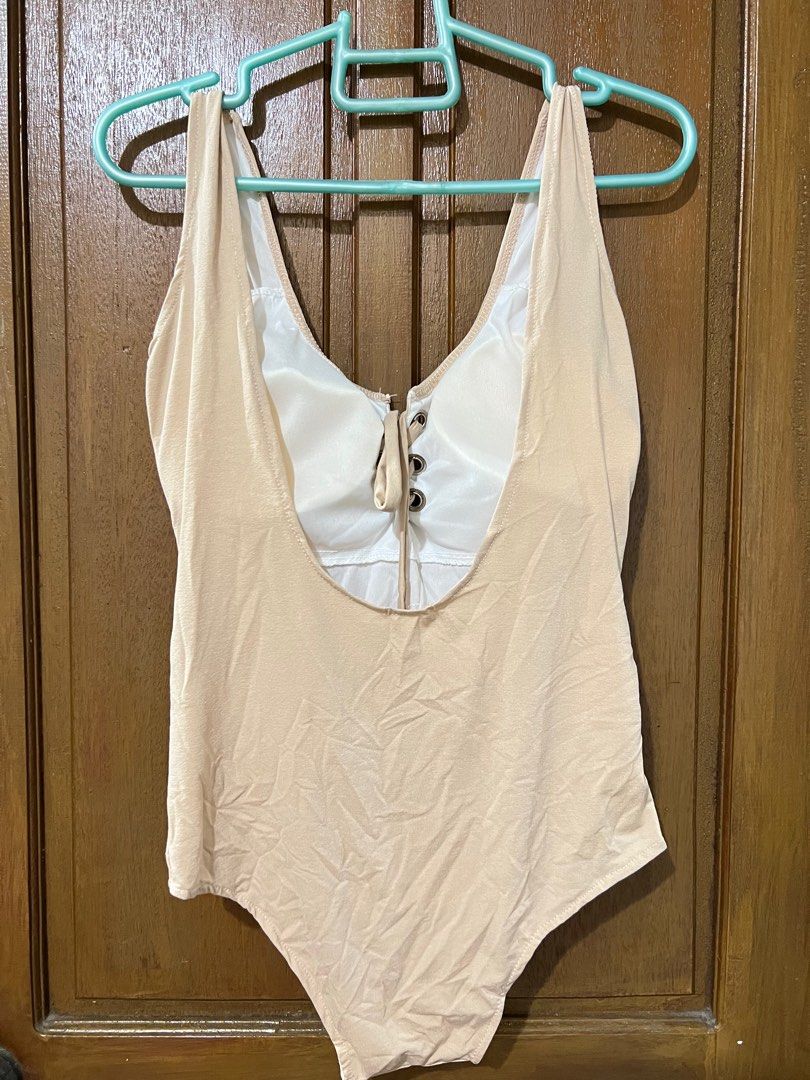 Beige one-piece swimsuit, Women's Fashion, Swimwear, Bikinis ...