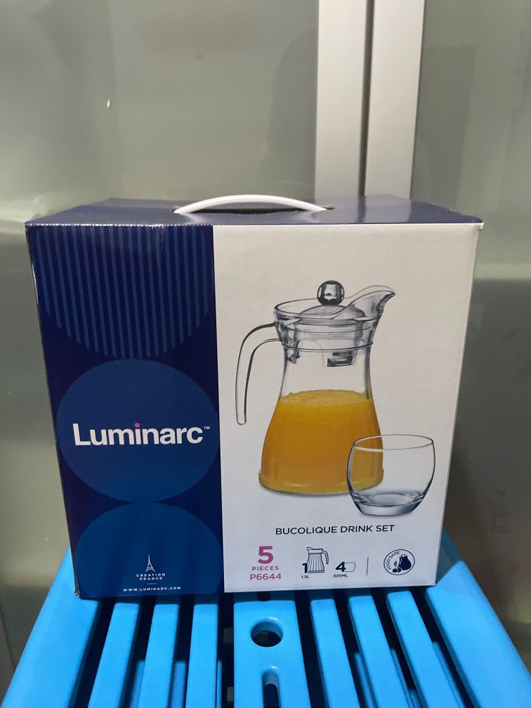 BNIB Luminarc Jug and 4 cups set, Furniture & Home Living, Kitchenware ...