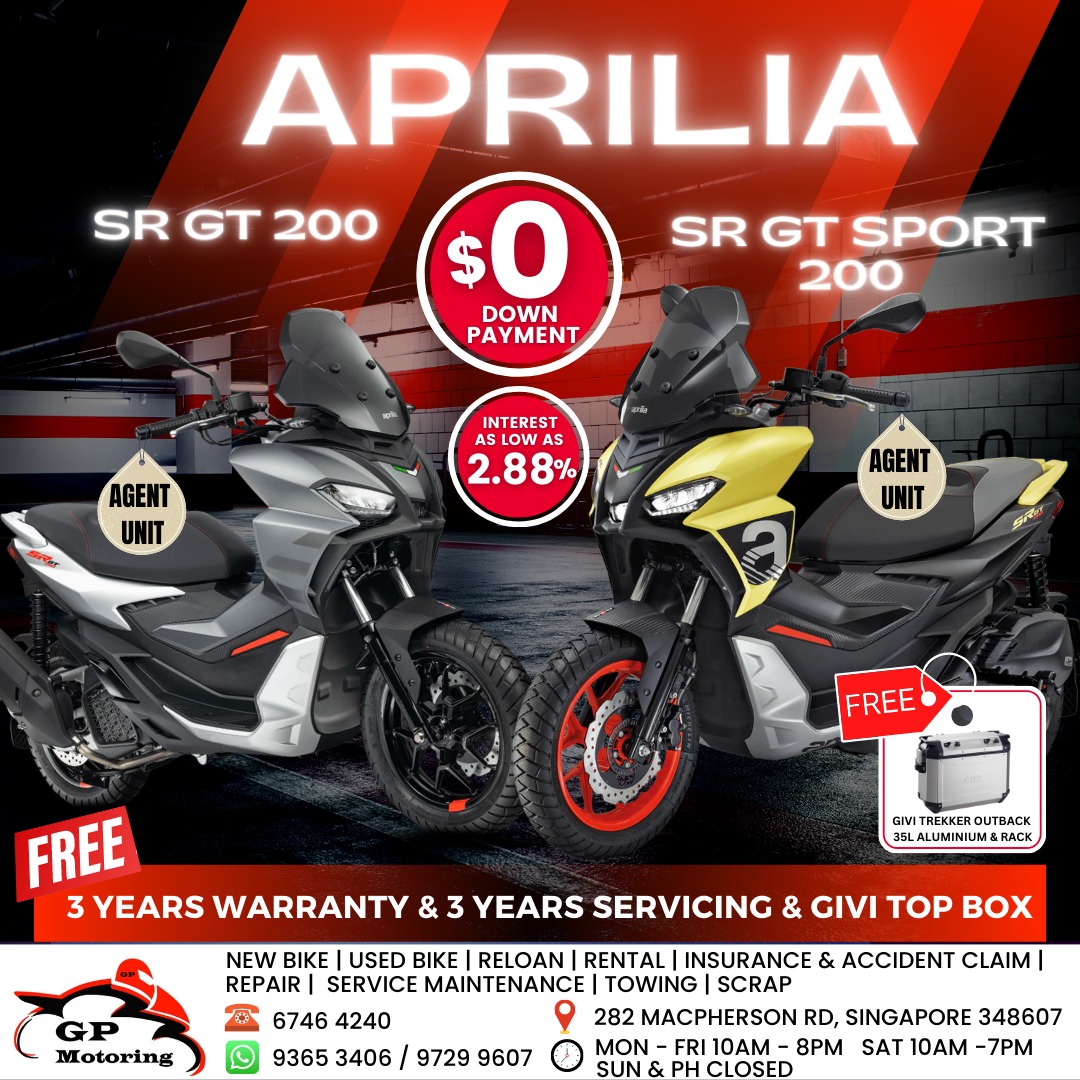 APRILIA SR GT 200 | BRAND NEW BIKE | READY STOCK | AGENT UNIT | GP ...
