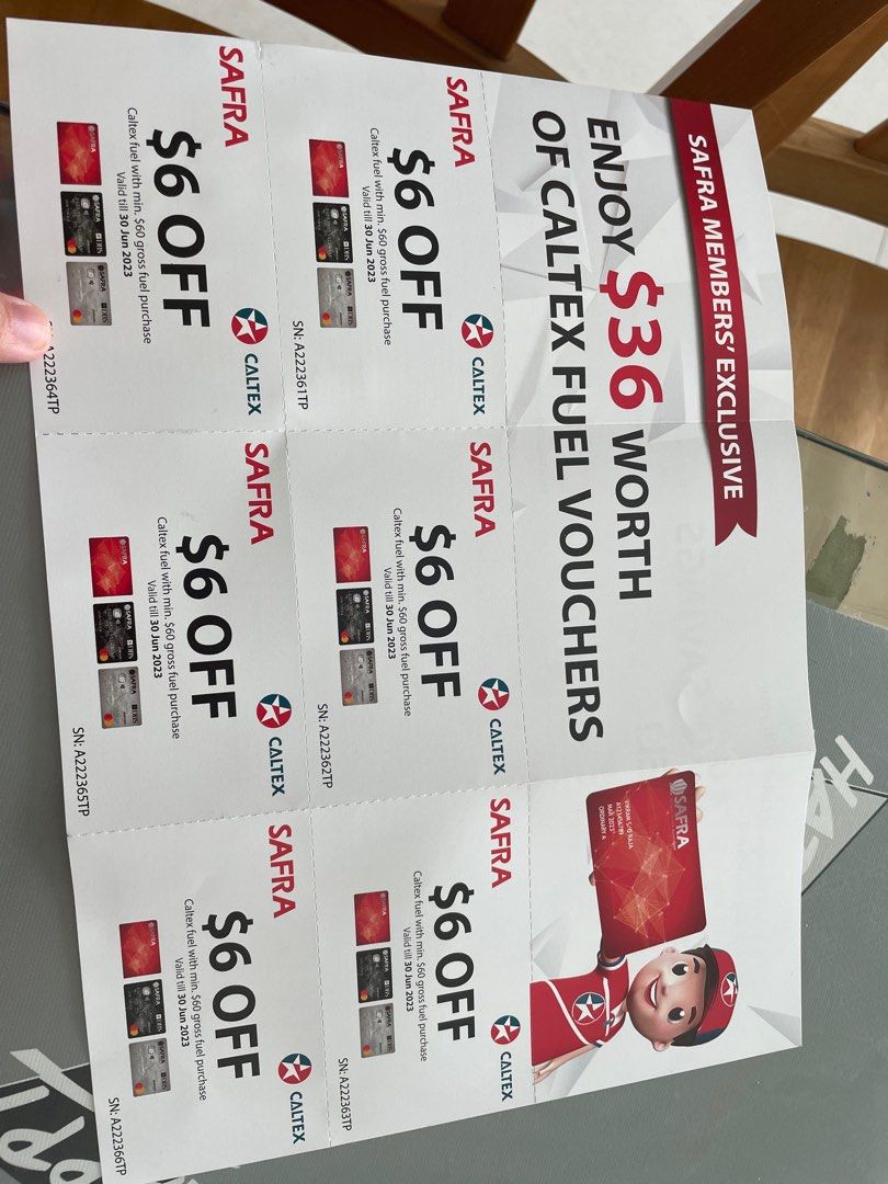 Caltex voucher - Safra, Tickets & Vouchers, Vouchers on Carousell