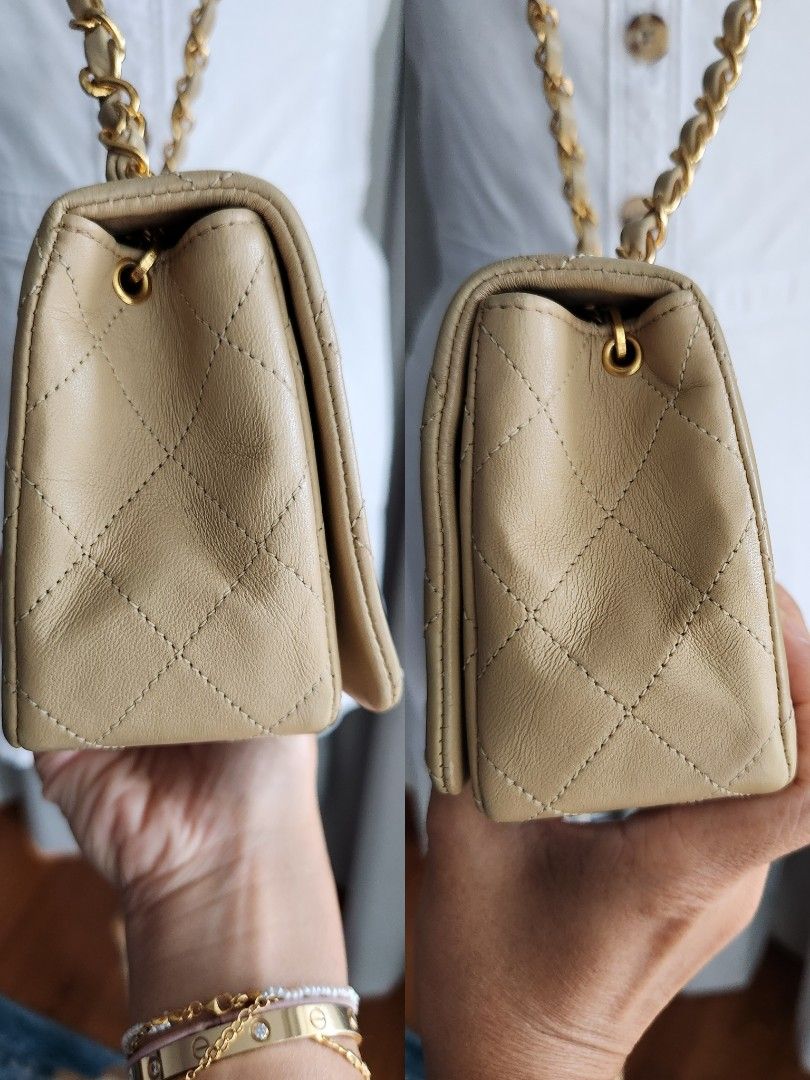 Chanel Full Classic Flap Bag Beige Mini Small, Luxury, Bags & Wallets ...