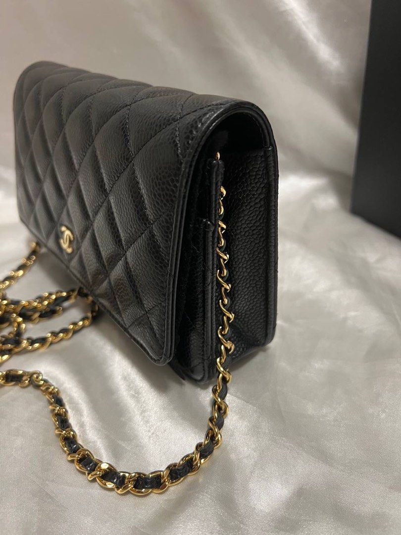 Chanel gold hardware wallet on chain woc caviar bag, Luxury, Bags ...