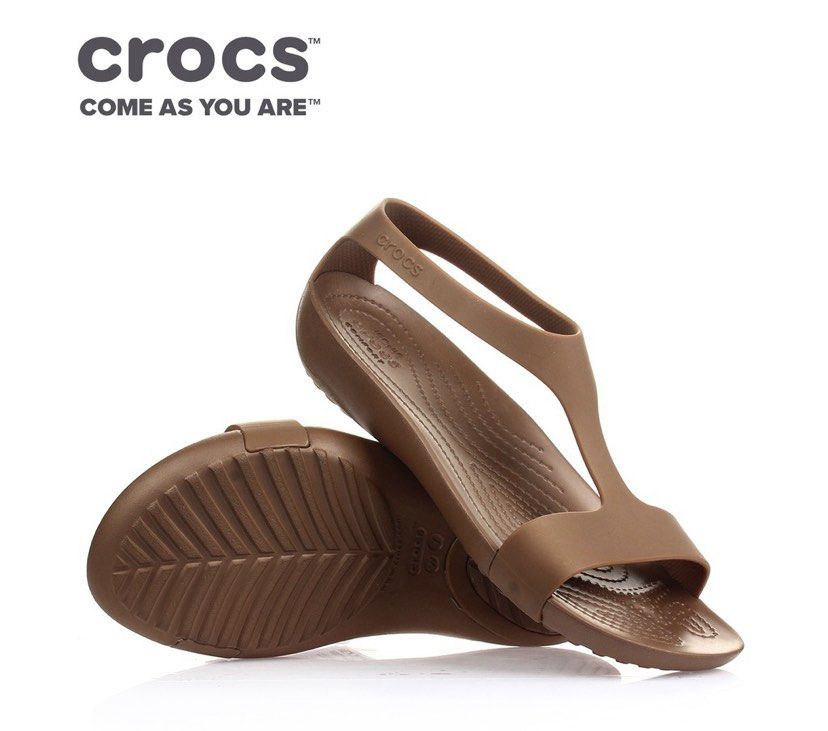 Crocs Serena brown sandals (size W7), Women's Fashion, Footwear, Flats & Sandals on Carousell